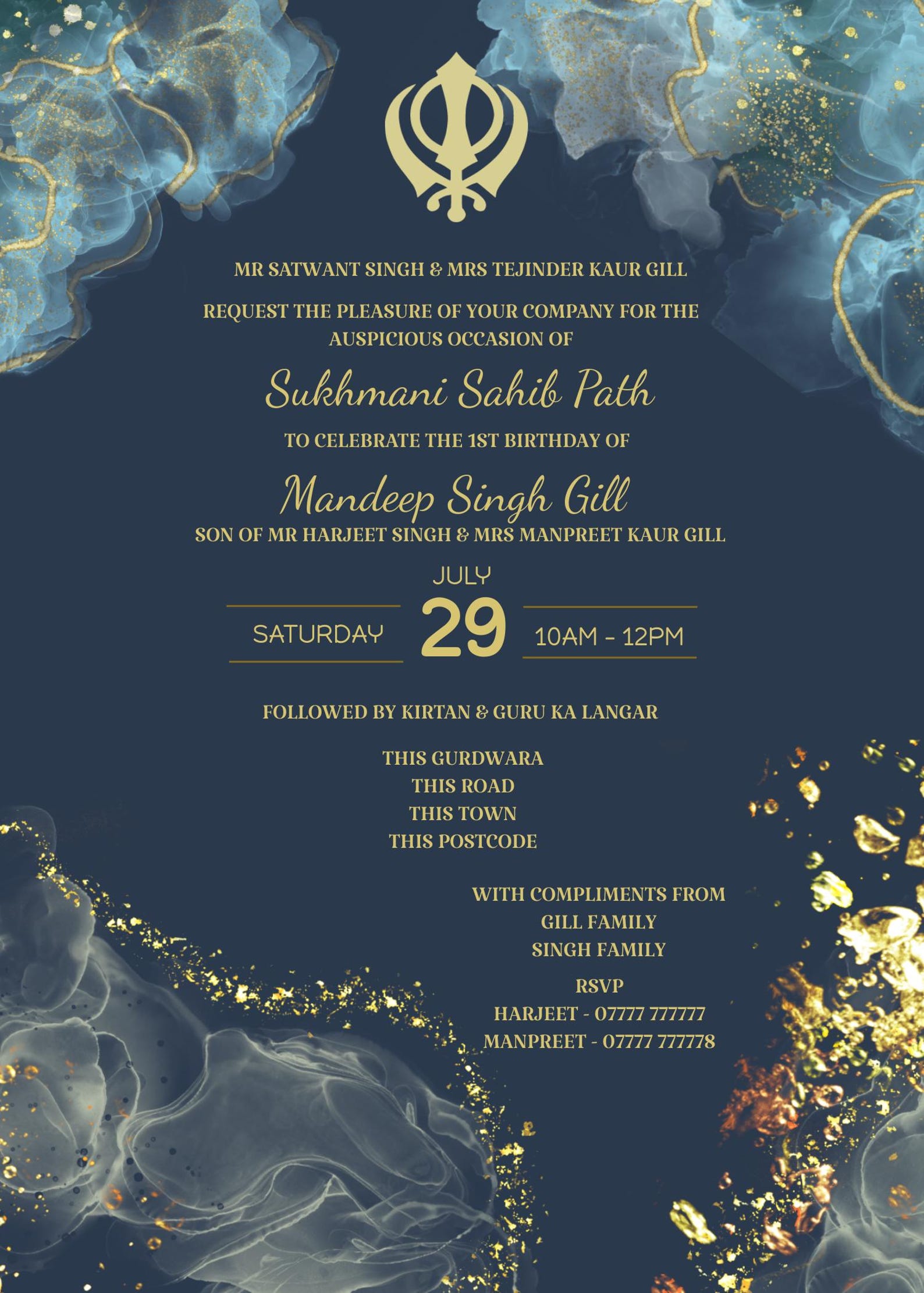 Sukhmani Sahib Path Invitation Template | Digital | Editable I Sukhmani ...