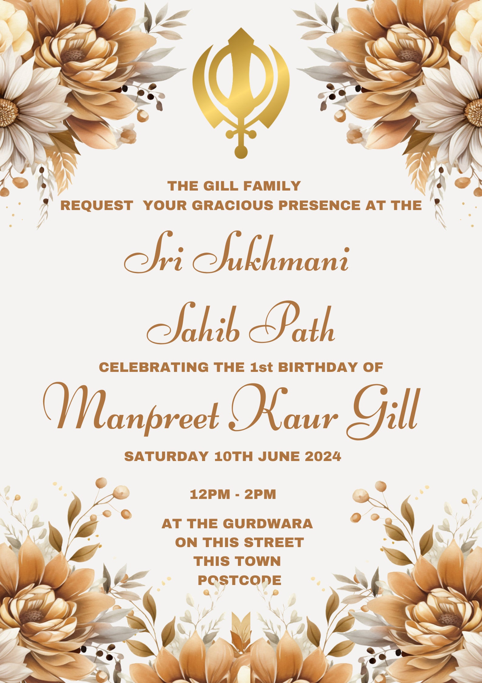 Sukhmani Sahib Path Invitation Template Digital Editable I Sukhmani ...