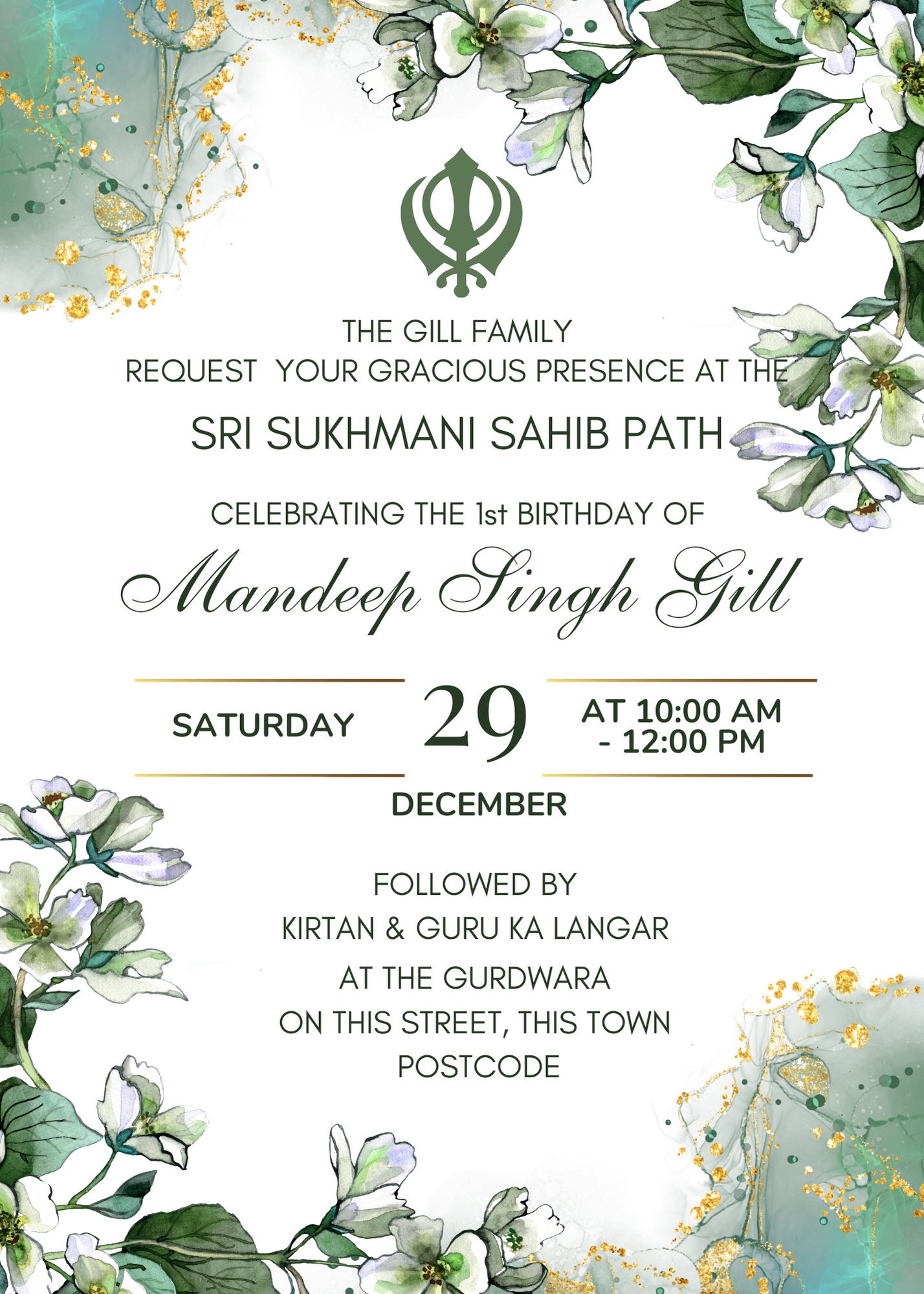 Sukhmani Sahib Path Invitation Template Digital Editable I Sukhmani ...
