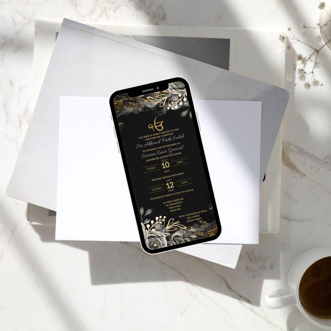 Akhand Path Sahib Invitation Template Digital Editable I Akhand Path ...