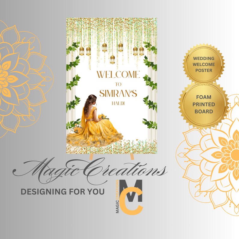 Haldi Welcome Sign, Wedding Signage, Wedding Foam Print, Haldi Welcome ...