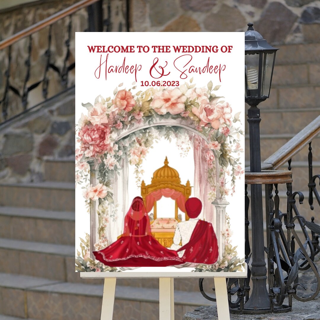 Sikh Wedding Welcome Sign Wedding Signage Anand Karaj Sikh - Etsy