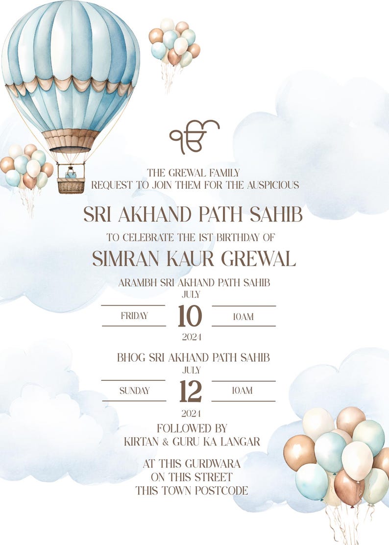 Editable Akhand Path Invitation, Sukhmani Sahib Path Digital Invitation, Akhand Path Invitation ...
