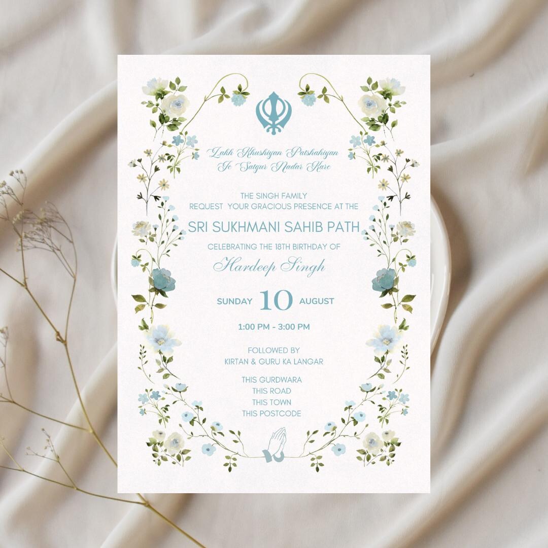 Editable Sukhmani Sahib Path Invitation, Sukhmani Sahib Path Digital ...