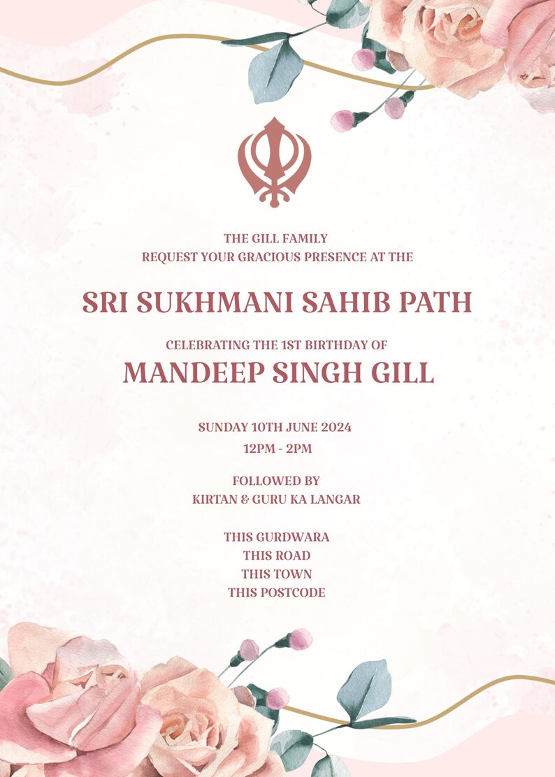 Sukhmani Sahib Path Invitation Template | Digital | Editable I Sukhmani ...