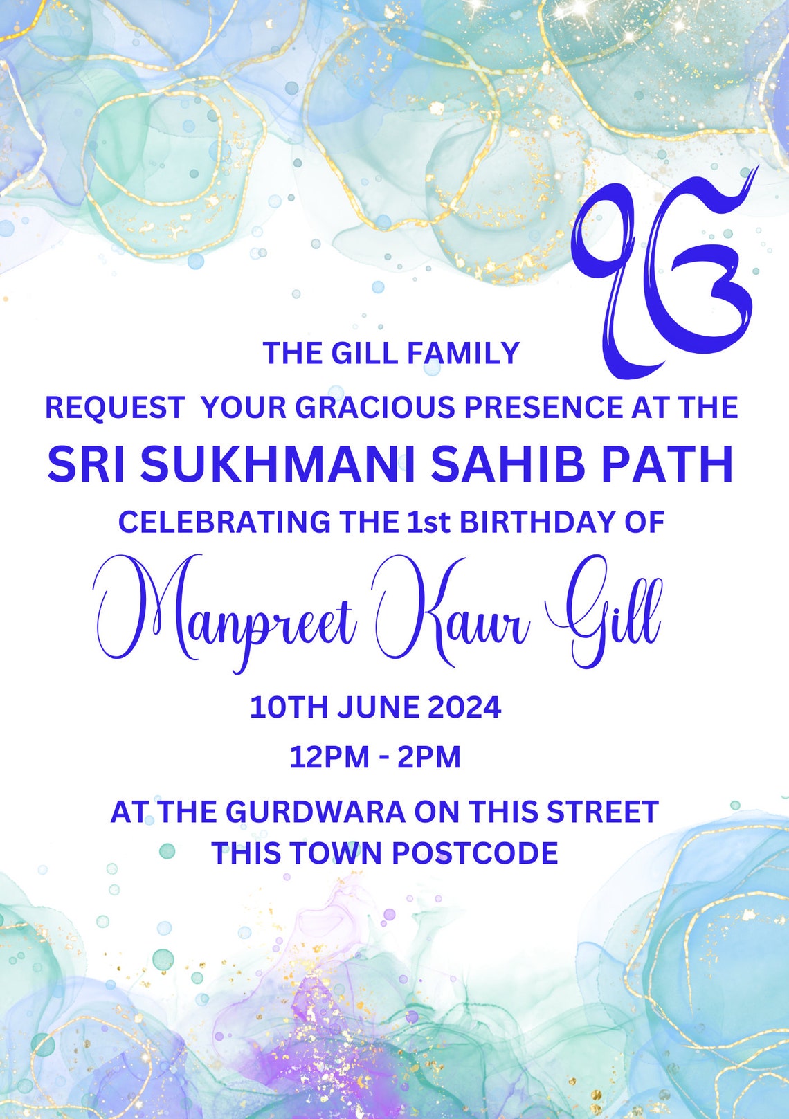 Sukhmani Sahib Path Invitation Template Digital Editable I Sukhmani ...