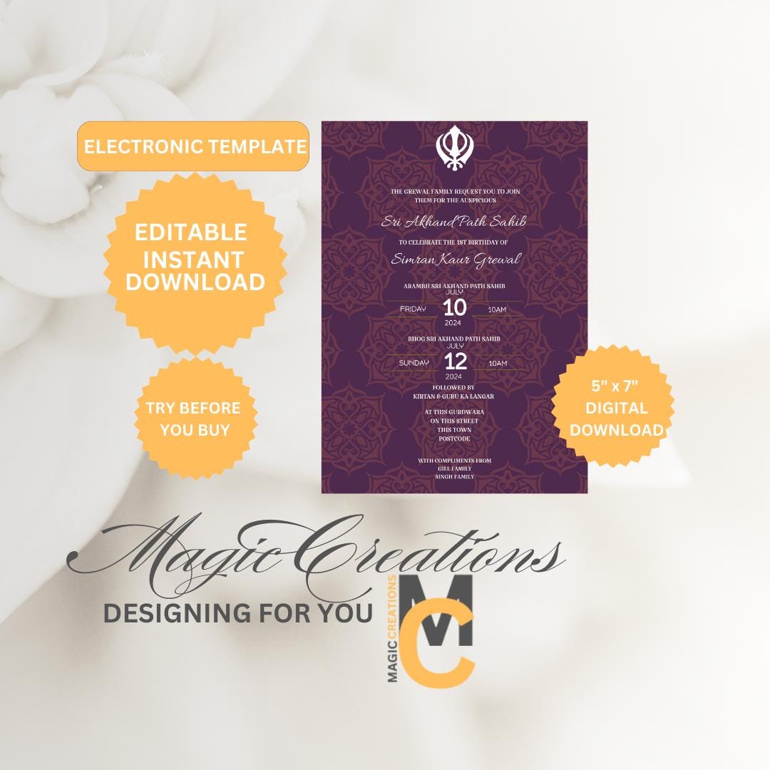 Sri Akhand Path Sahib Path Invitation Template | Digital | Any Age I ...