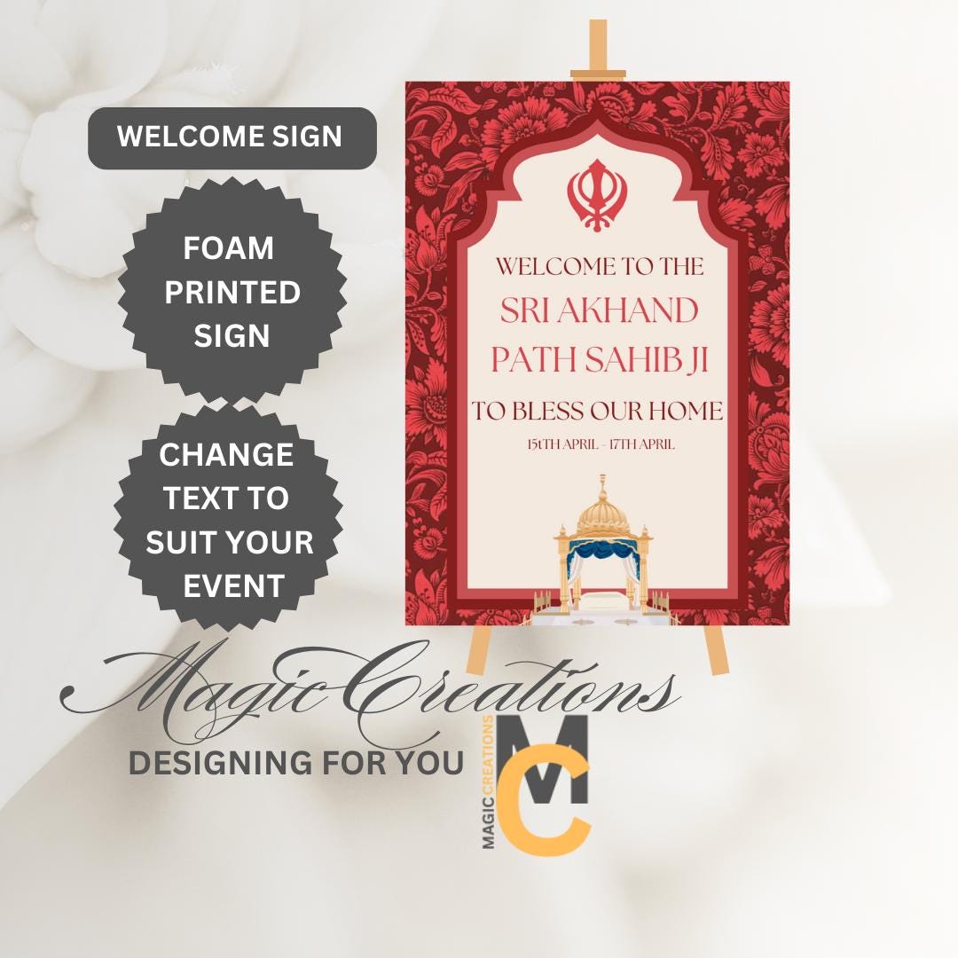 Akhand Path Sahib Welcome Sign: Gurdwara Foam Print - Etsy