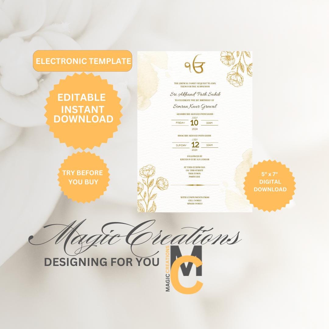 Akhand Path Sahib Invitation Template | Digital | Editable I Akhand ...