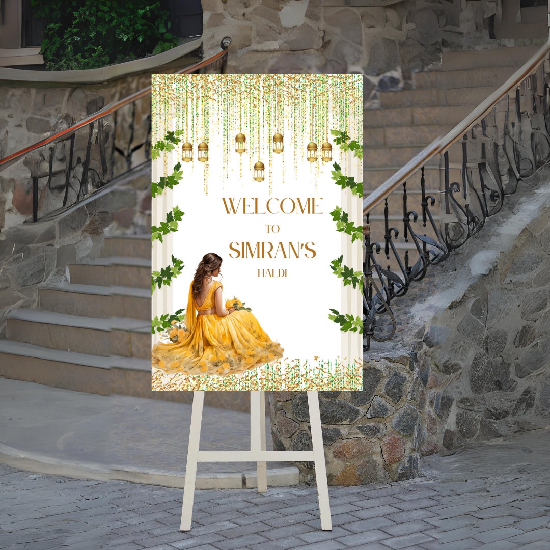 Haldi Welcome Sign, Wedding Signage, Wedding Foam Print, Haldi Welcome ...