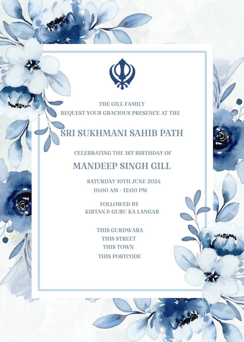 Sukhmani Sahib Path Invitation Template Digital Editable I Sukhmani ...