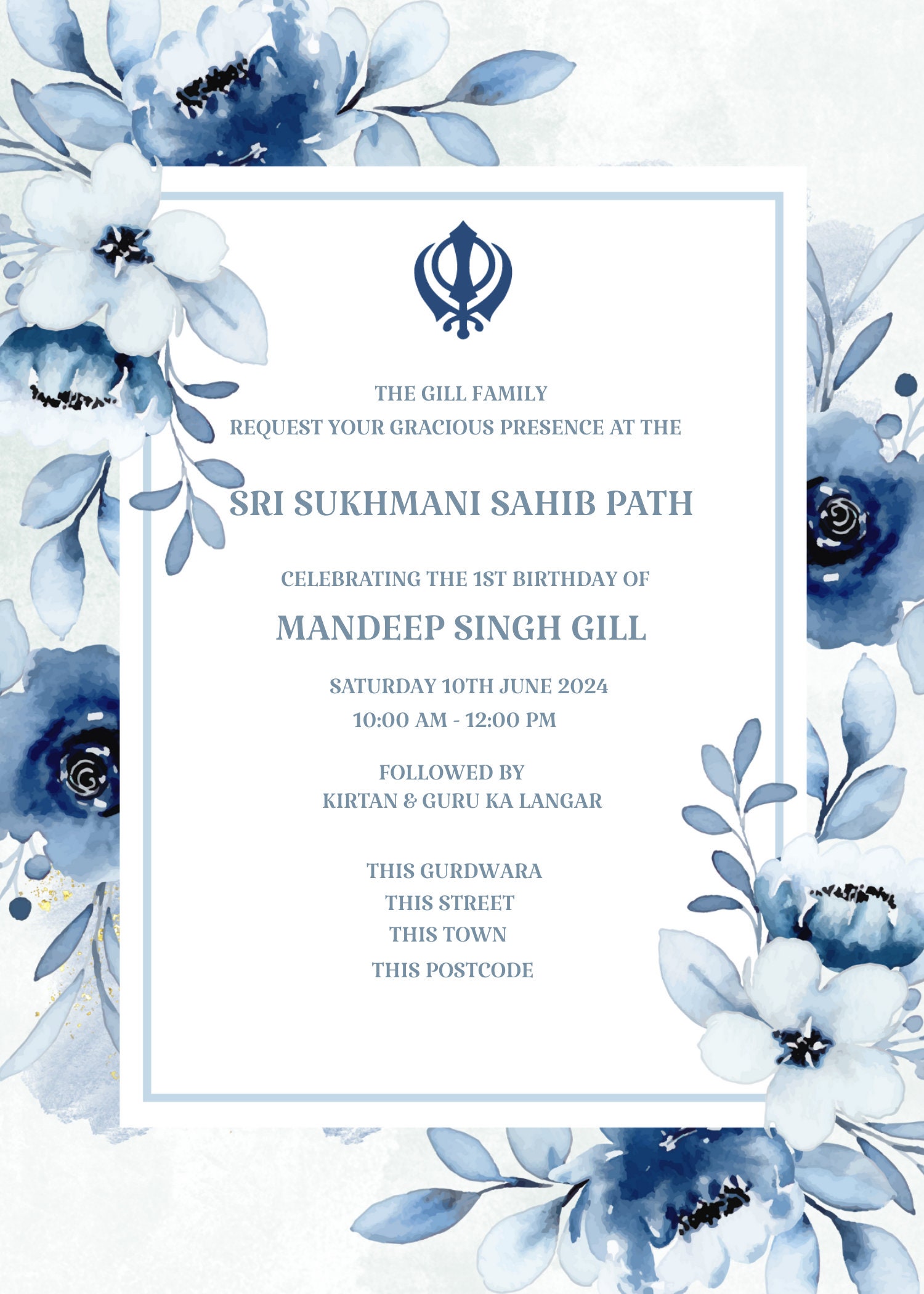 Sukhmani Sahib Path Invitation Template Digital Editable I Sukhmani ...