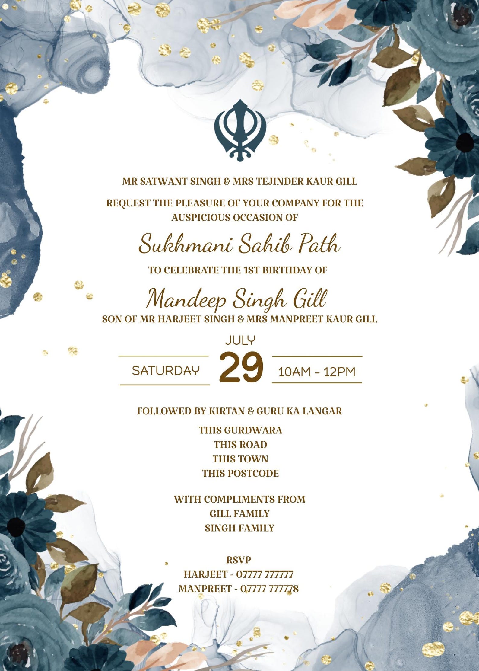 Sukhmani Sahib Path Invitation Template | Digital | Personalised I ...