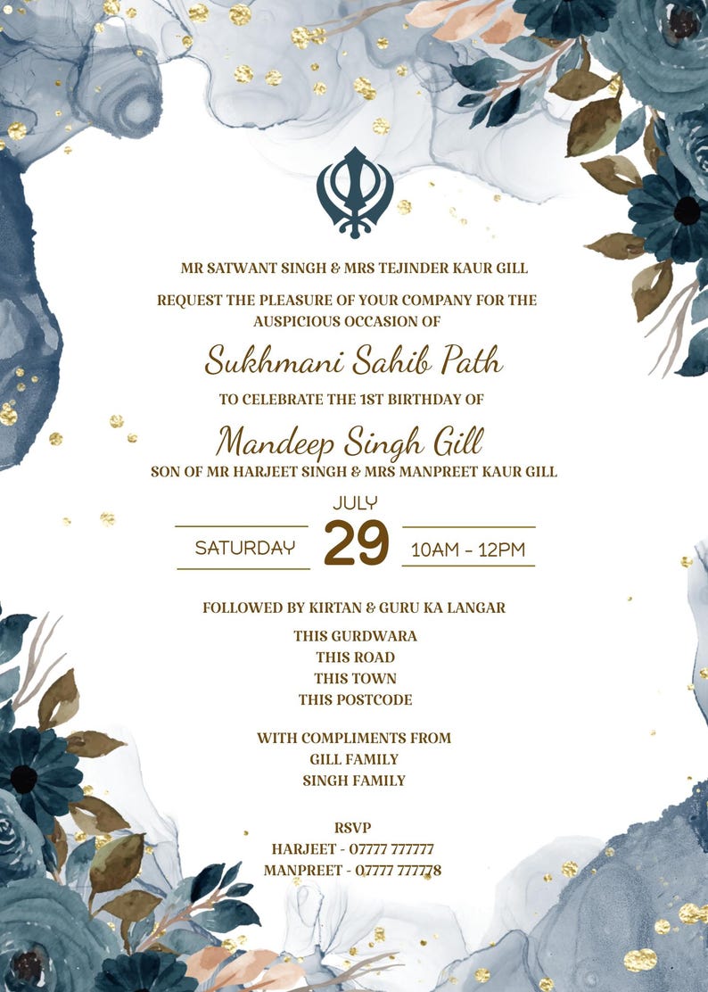 Sukhmani Sahib Path Invitation Template | Digital | Personalised I ...