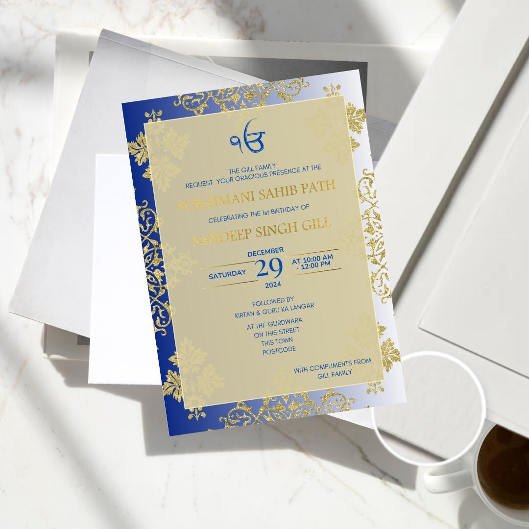 Printed Sukhmani Sahib Path Invitation Card With Premium Envelope ...