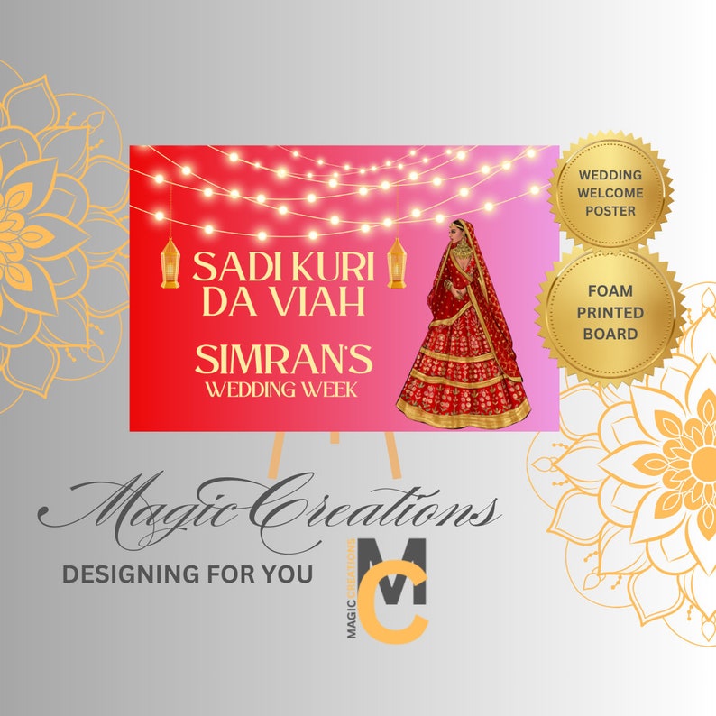 Sadi Kuri Da Viah Welcome Sign: Punjabi Wedding Foam Board Decor ...