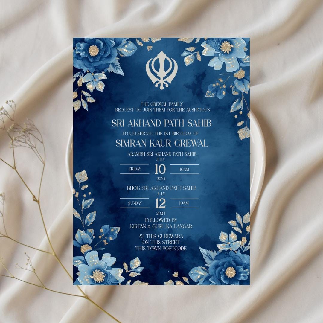 Editable Akhand Path Invitation, Sukhmani Sahib Path Digital Invitation ...