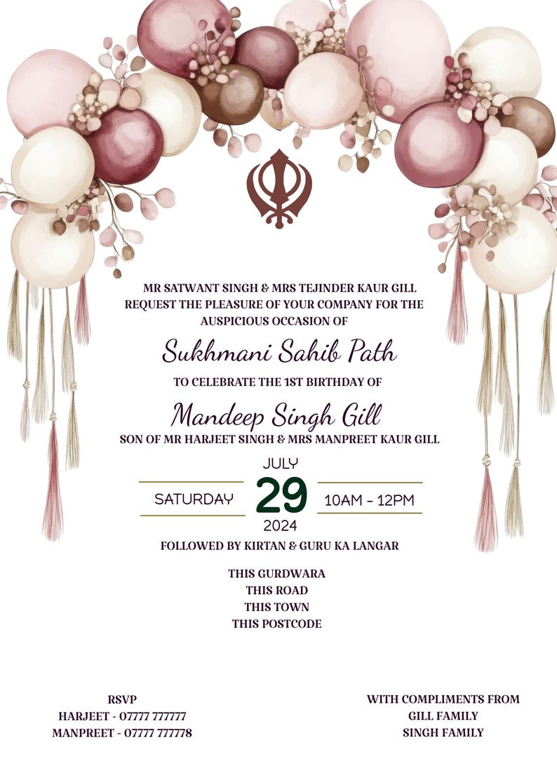 Sukhmani Sahib Path Invitation Template | Digital | Editable I Sukhmani ...
