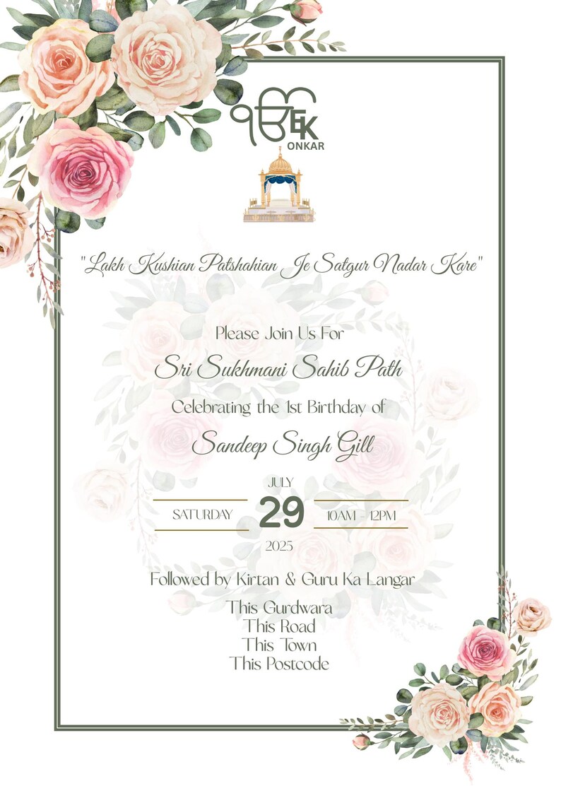 Editable Sukhmani Sahib Path Invitation, Sukhmani Sahib Path Digital ...
