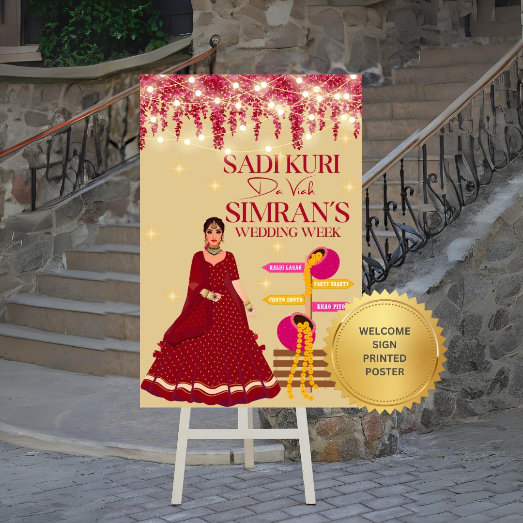 Wedding Week Punjabi Wedding Poster Sign, Sadi Kuri Da Viah, Indian ...