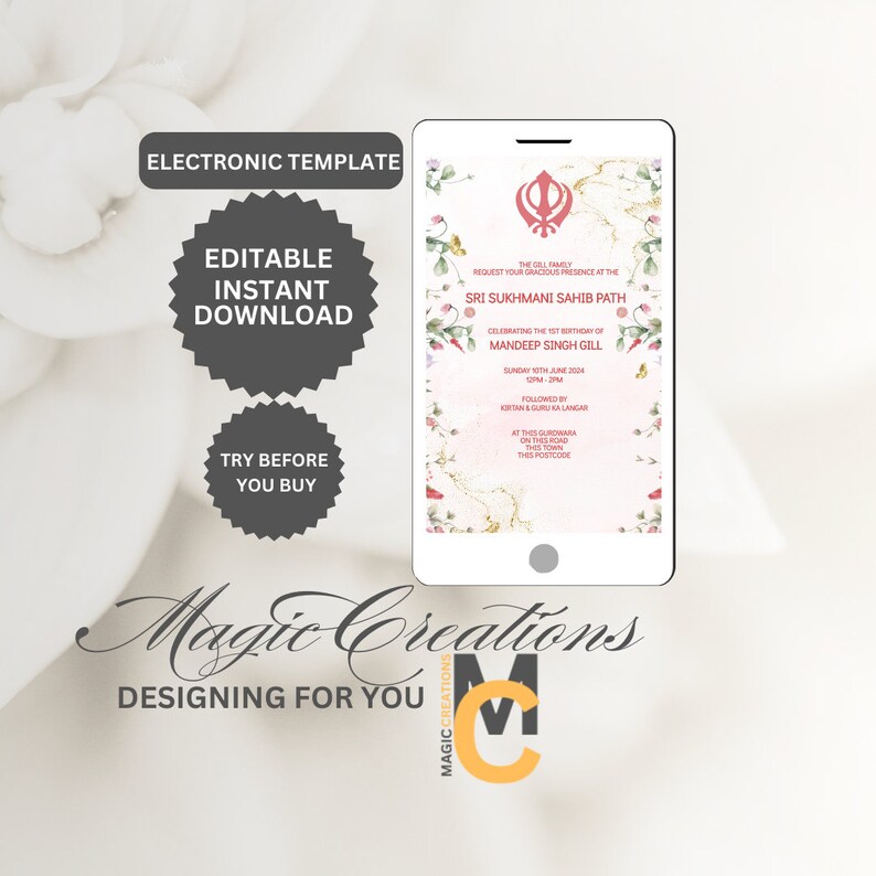Sukhmani Sahib Path Invitation Template | Digital | Editable I Sukhmani ...
