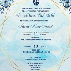 Sri Akhand Path Sahib Path Invitation Template Digital Any Age I Akhand ...