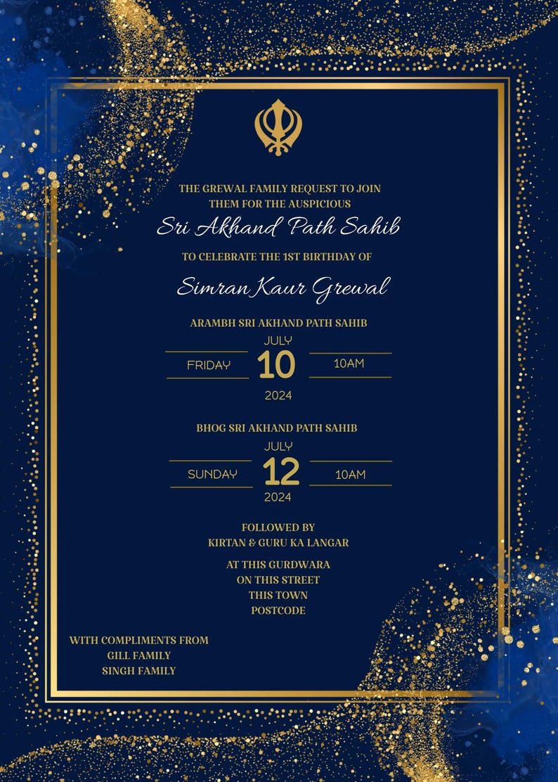 Editable Akhand Path Invitation, Sukhmani Sahib Path Digital Invitation ...