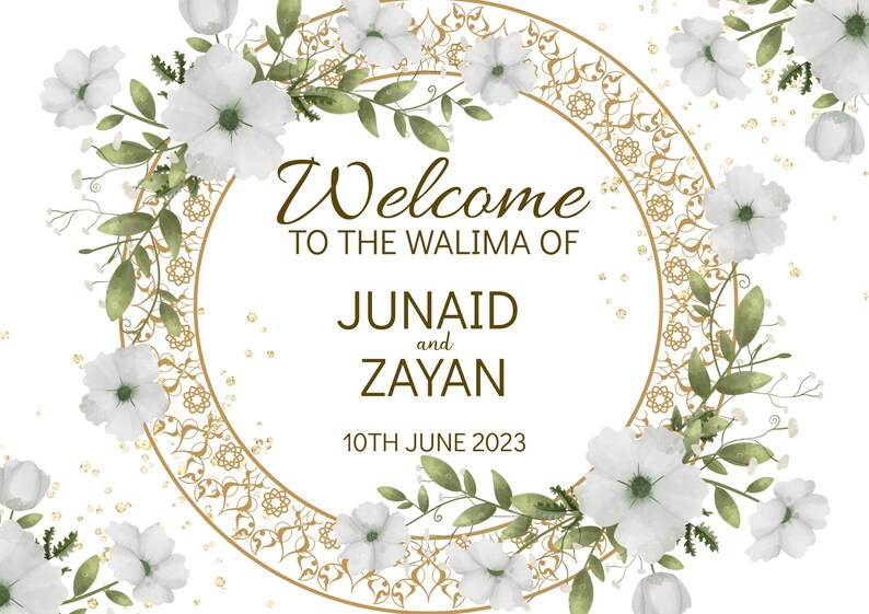 Floral Walima Welcome Sign: Editable Islamic Wedding Decor (digital ...