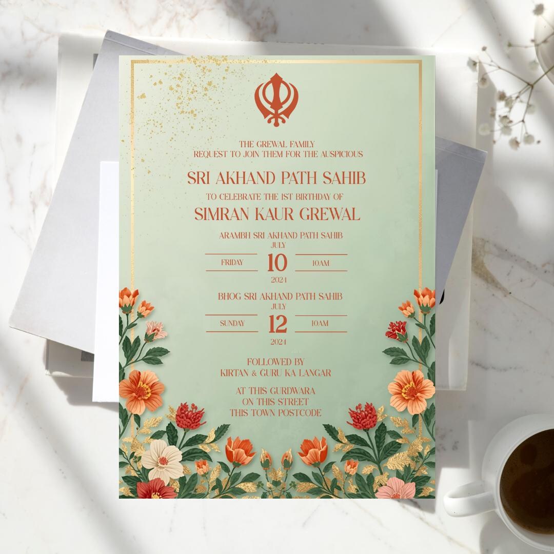 Editable Akhand Path Invitation, Sukhmani Sahib Path Digital Invitation ...