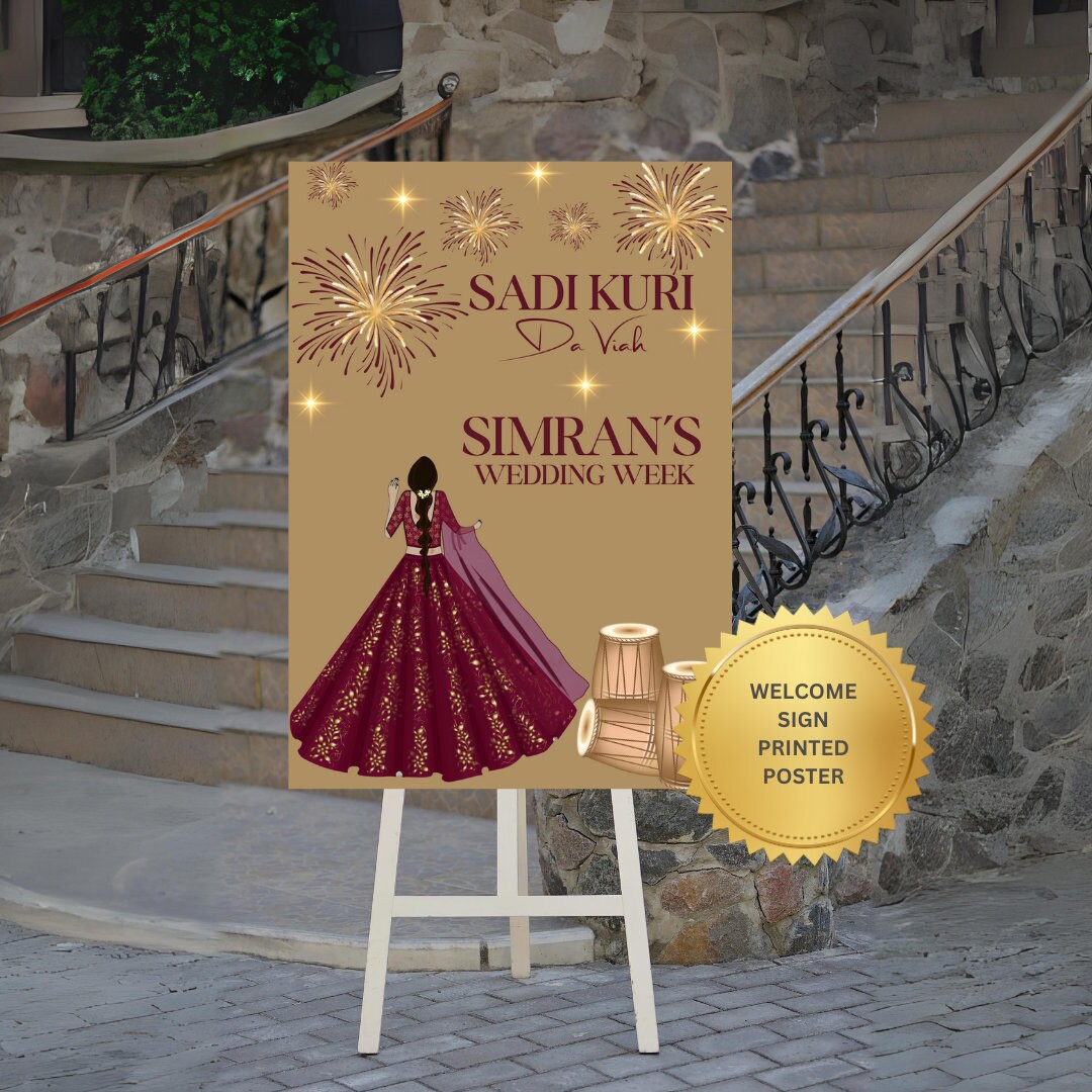 Wedding Week Punjabi Wedding Poster Sign, Sadi Kuri Da Viah, Indian ...