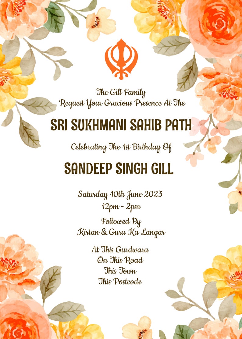 Sukhmani Sahib Path Invitation Template | Digital | Editable I Sukhmani ...