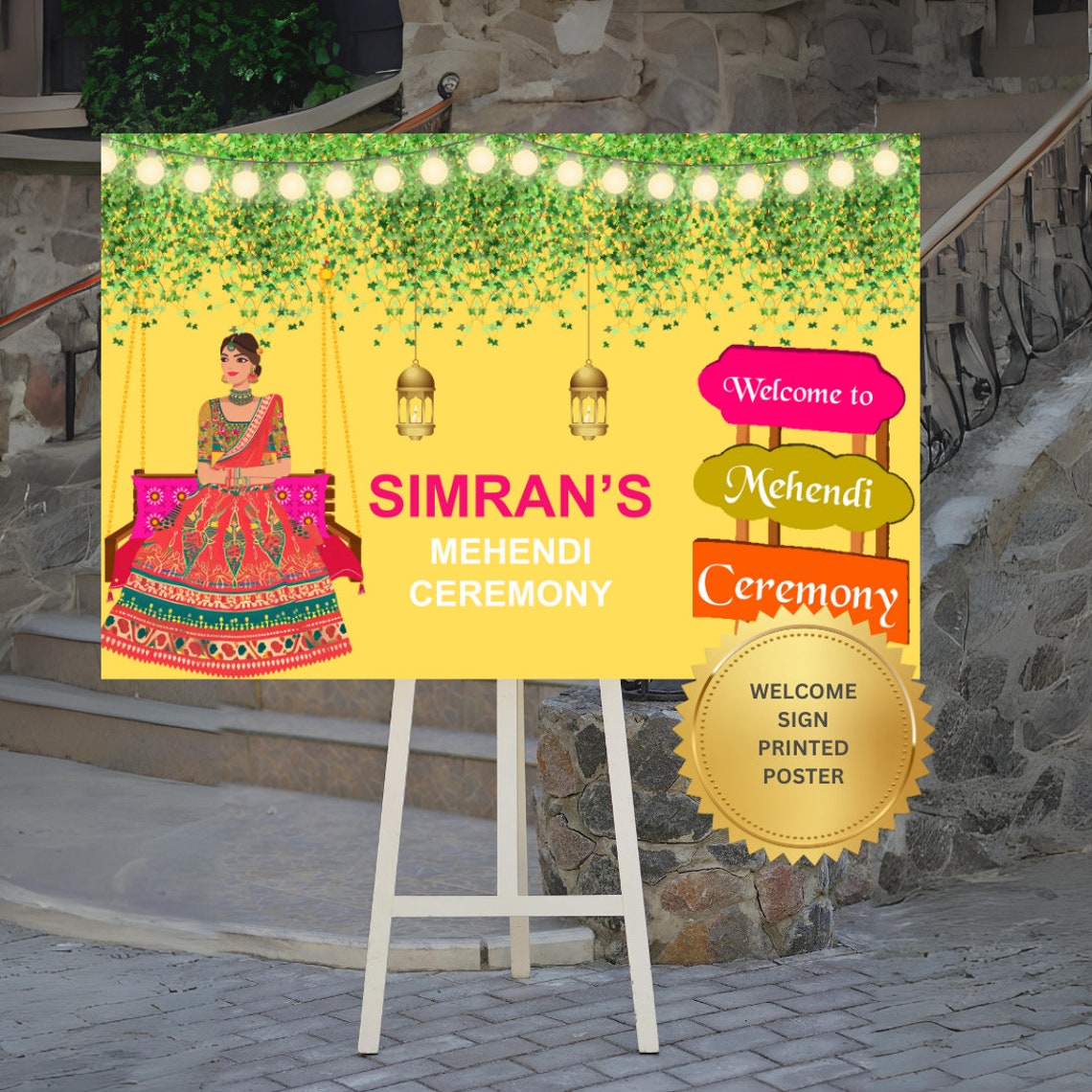 Mehendi Welcome Signs, Posters for Mendhi and Sangeet, Mehendi Welcome ...
