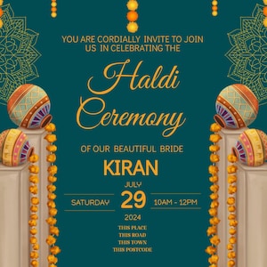 Haldi Ceremony Invitation Template: Indian Wedding Invite (digital ...