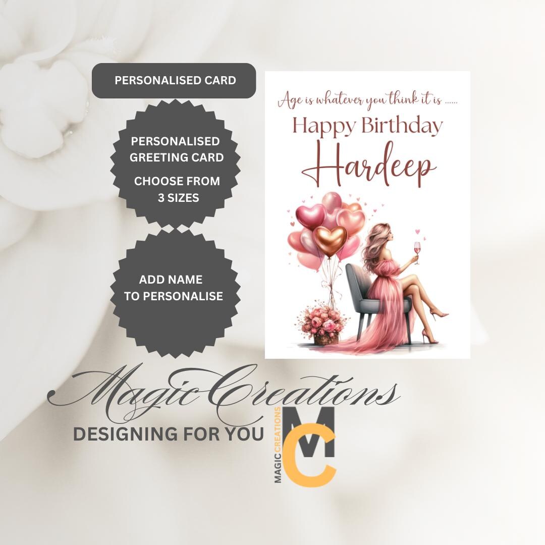 Birthday Card, Classy Birthday Card, Personalised Birthday Card, Female ...