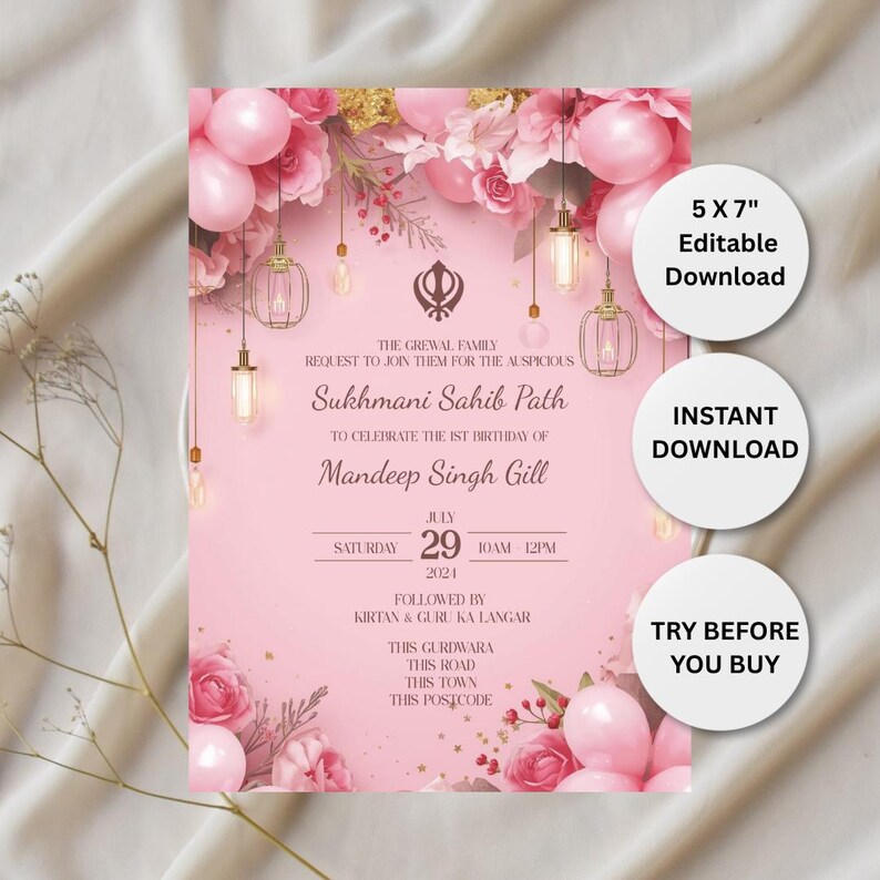 Editable Sukhmani Sahib Path Invitation, Sukhmani Sahib Path Digital ...