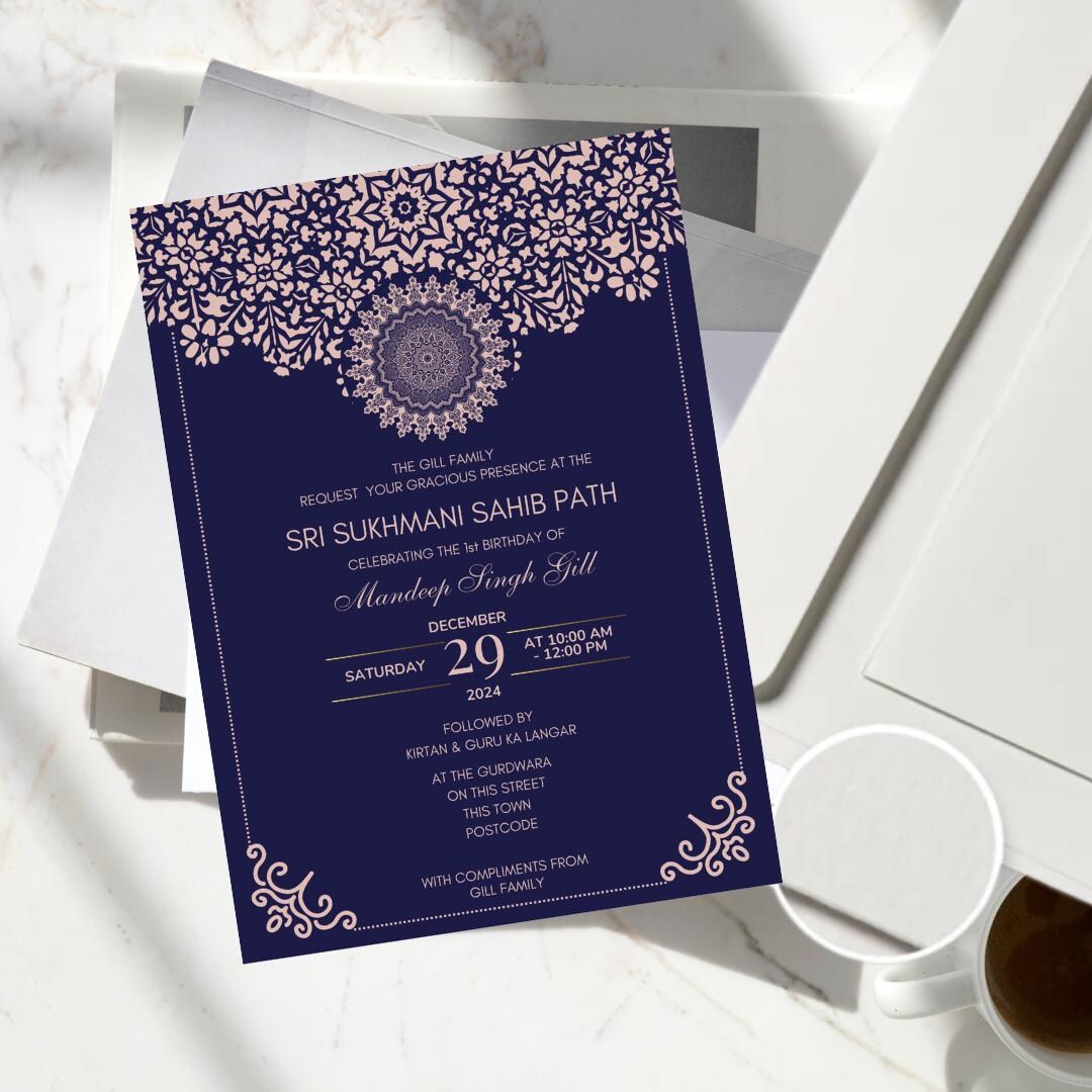 Printed Sukhmani Sahib Path Invitation Card With Premium Envelope ...