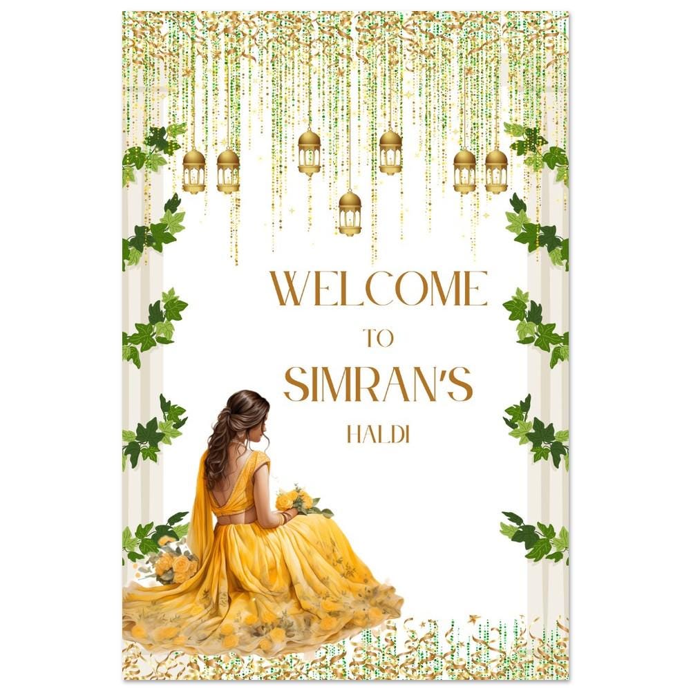 Haldi Welcome Sign, Wedding Signage, Wedding Foam Print, Haldi Welcome ...