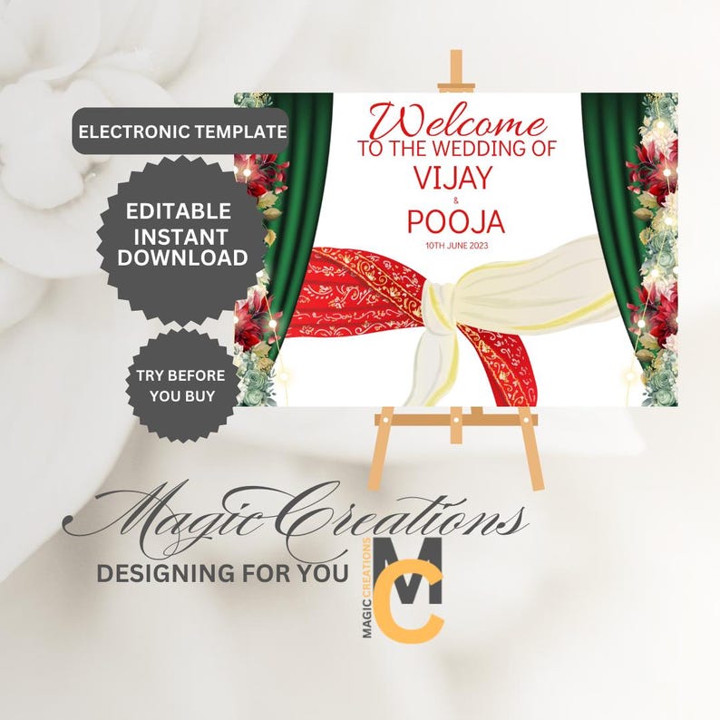 Indian Wedding Welcome Sign, Hindu Wedding Signage, Indian Design ...