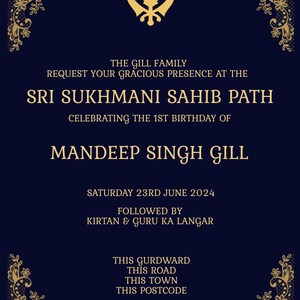 Sukhmani Sahib Path Invitation Template | Digital | Editable I Sukhmani ...