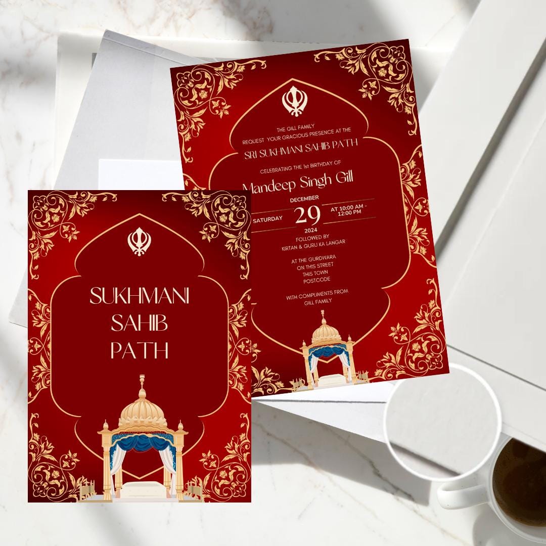 Printed Sukhmani Sahib Path Invitation Card With Premium Envelope ...