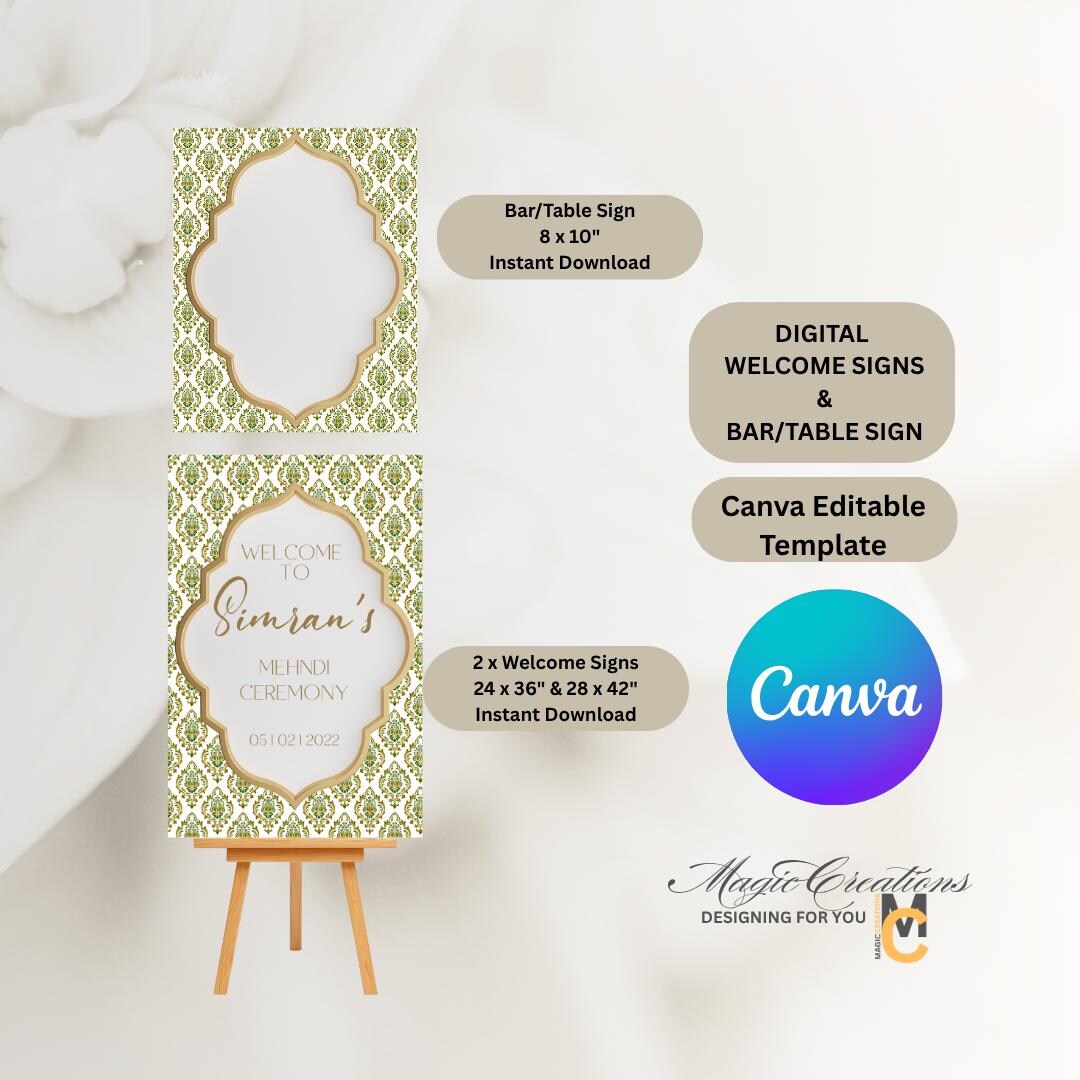 Mehndi Welcome Sign Printable | 3 Sizes | Indian Wedding Sign, Sangeet ...