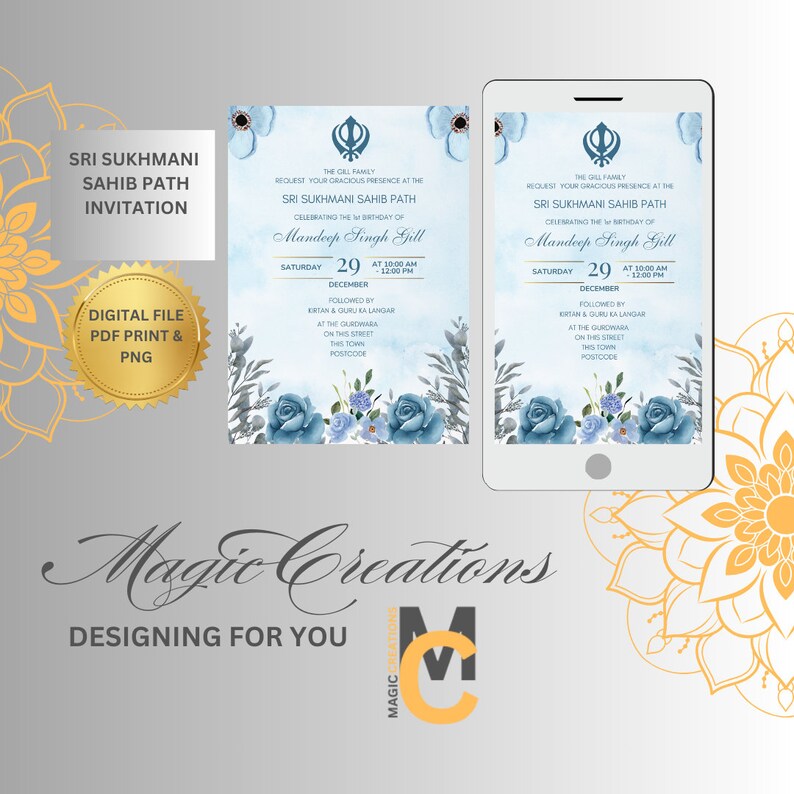 Sukhmani Sahib Path Invitation Template Digital Personalised I Sukhmani ...