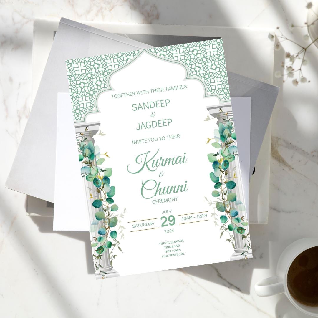 Digital Chunni Kurmai Invitation: Sikh Engagement E-invite (digital ...