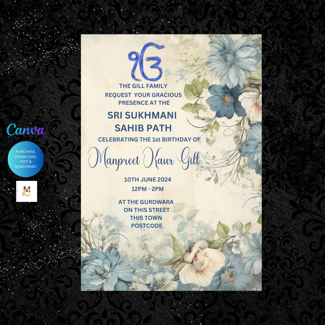 Sukhmani Sahib Path Invitation Template Digital Editable I Sukhmani ...