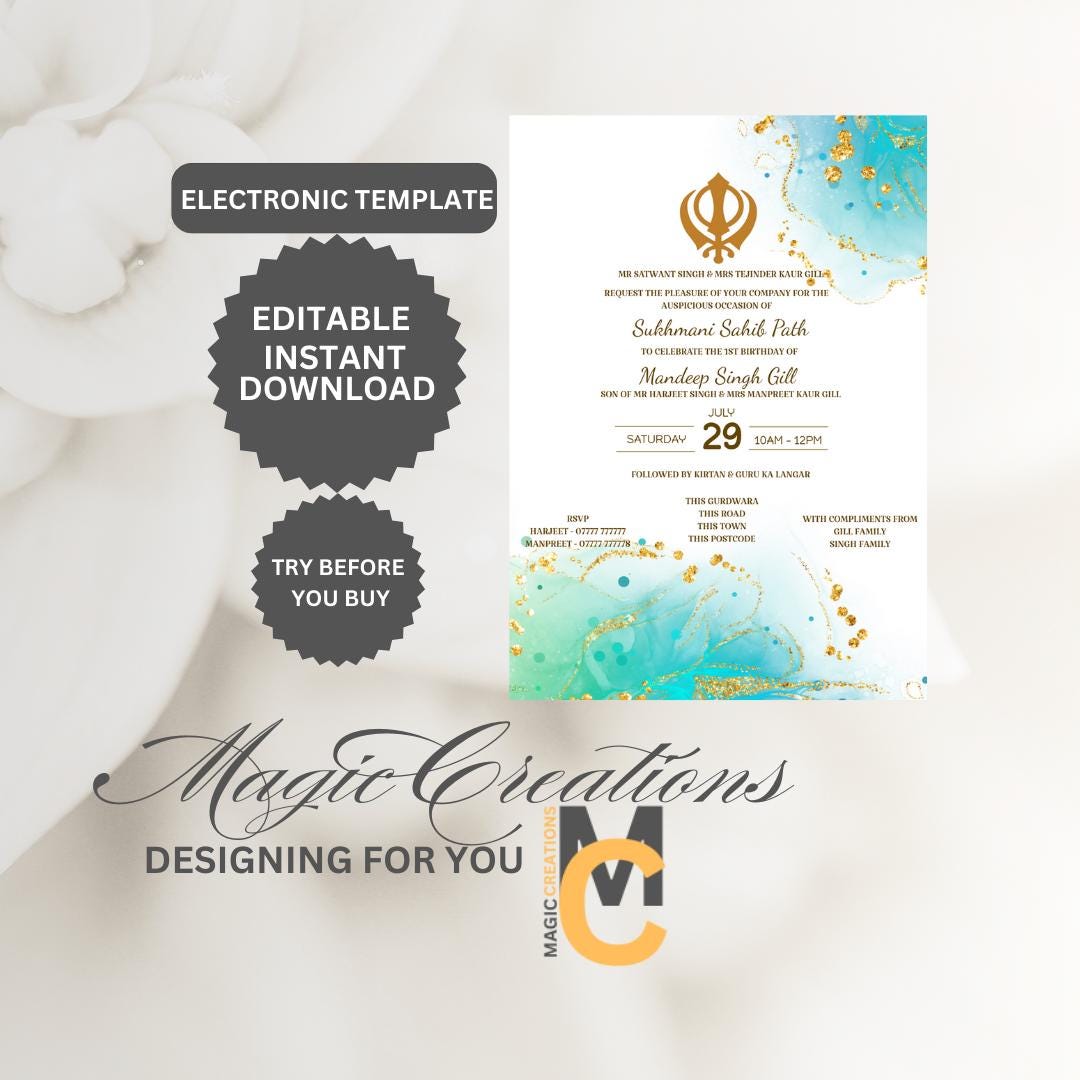 Sukhmani Sahib Path Invitation Template Digital Editable I Sukhmani ...