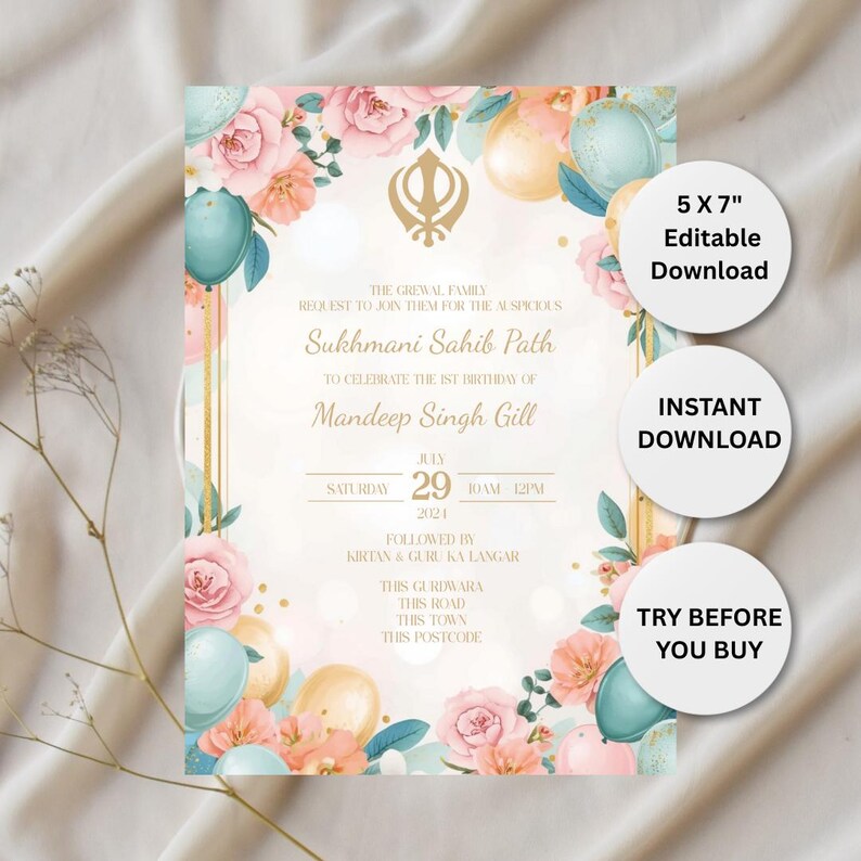 Editable Sukhmani Sahib Path Invitation, Sukhmani Sahib Path Digital ...