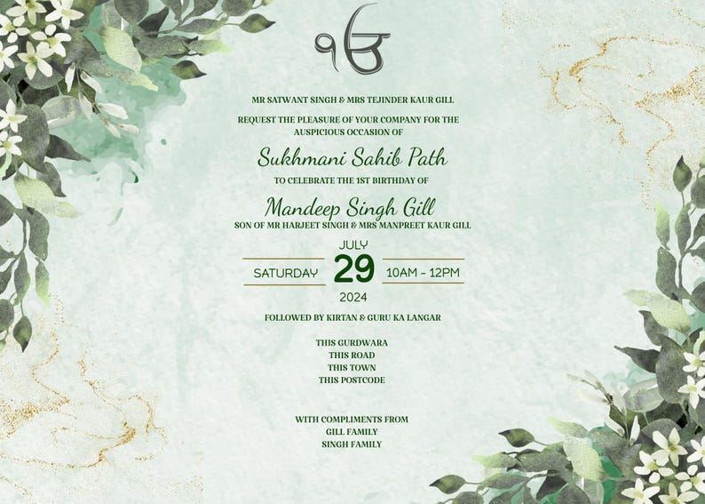 Editable Sukhmani Sahib Path Invitation, Sukhmani Sahib Path Digital ...