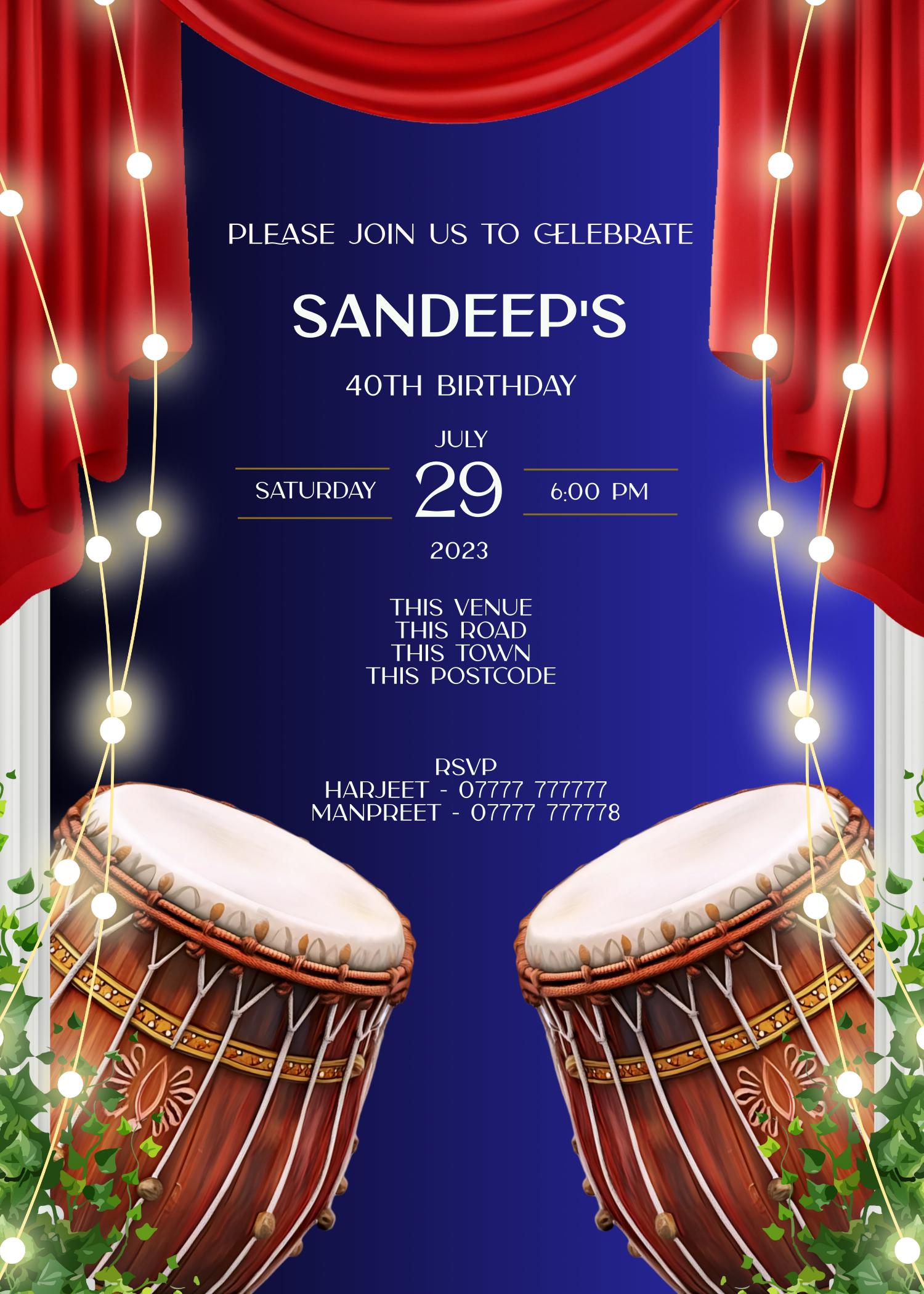 Editable Indian Birthday Party Invitation (digital Download) - Etsy