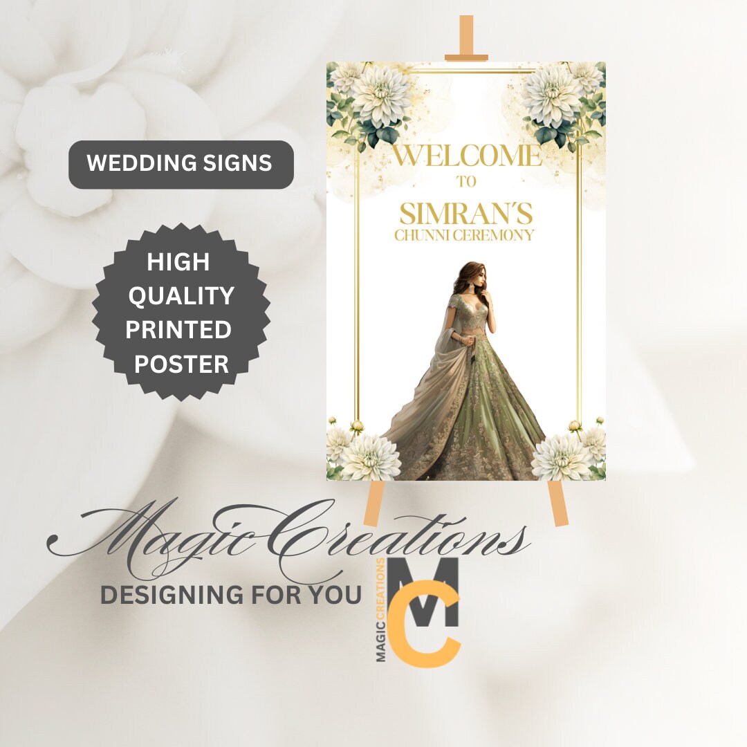 Chunni Welcome Sign, Chunni Ceremony Poster, Engagement Ceremony ...