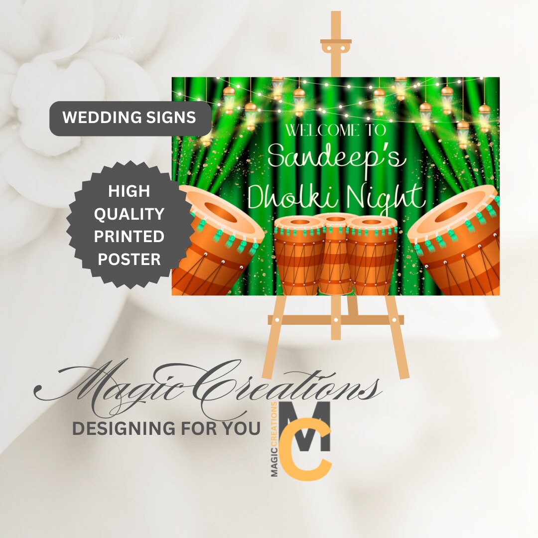 Dholki Welcome Signs, Dholak Welcome Poster, Indiandholki Decor Signs ...